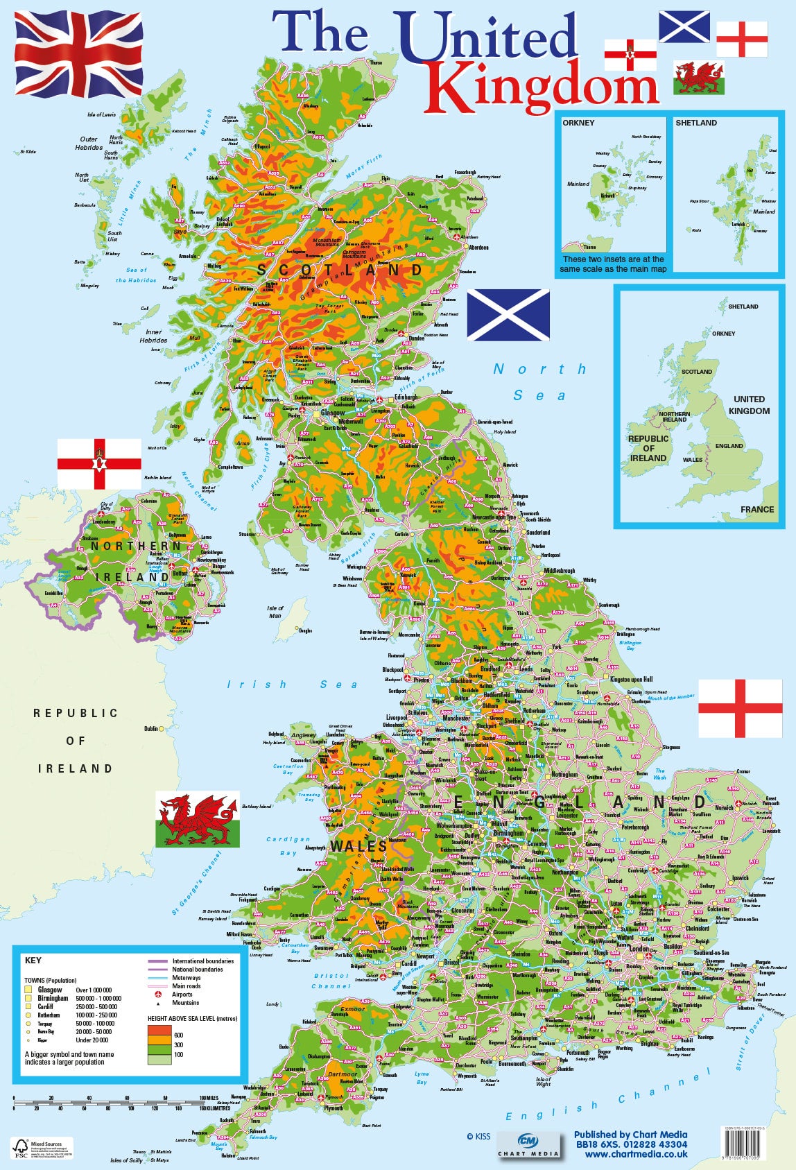Map of the United Kingdom poster | chartmedia . Educational Wallcharts and Posters